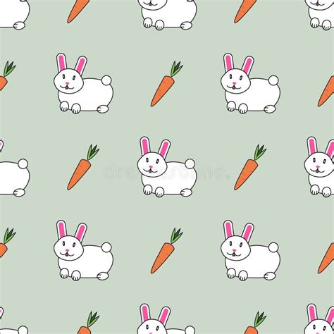 Cute Seamless Pattern With Cute Rabbits And Carrots Vector