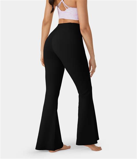 Womens Cloudful® Fleece Lined Crossover High Waisted Back Pocket Super Flare Leggings Halara
