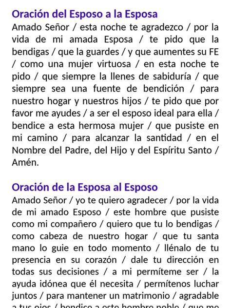 Oración De Los Esposos Pdf
