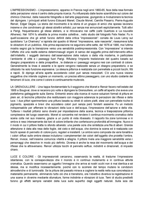 Limpressionismo Riassunto Appunti Di Elementi Di Storia Dellarte
