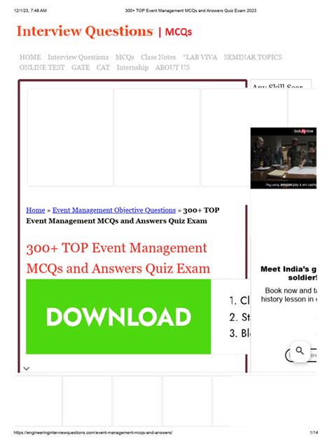 300 Top Event Management Mcqs And Answers Quiz Exam 2023 Download