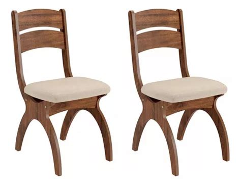 Kit De 2 Sillas 100 Nobles De MDF Y Lino Beige Claro Marco De Silla