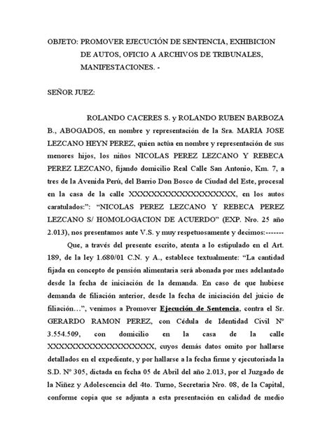Modelo De Ejecucion De Sd Homologacion Por Incumplimiento Del Deber