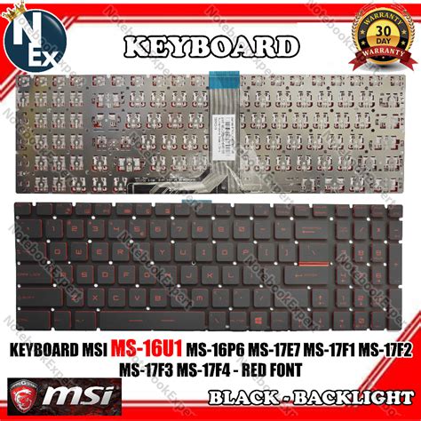 Jual Keyboard Msi Ms 16u1 Ms 16p6 Red Font Backlight Black Shopee Indonesia