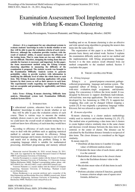 Pdf Examination Assessment Tool Implemented With Erlang K Means
