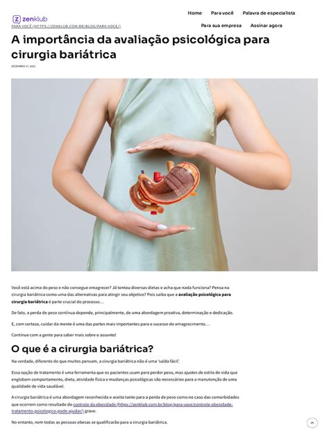 A Importância Da Avaliação Psicológica Para Cirurgia Bariátrica Pdf