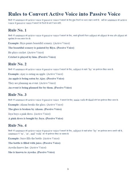 Active To Passive Voice Conversion Rules Pdf Verb Subject Grammar