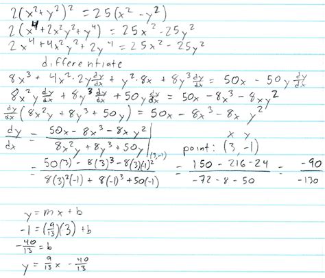 Implicit Diff And Equation Of Tangent Line Rcalculus