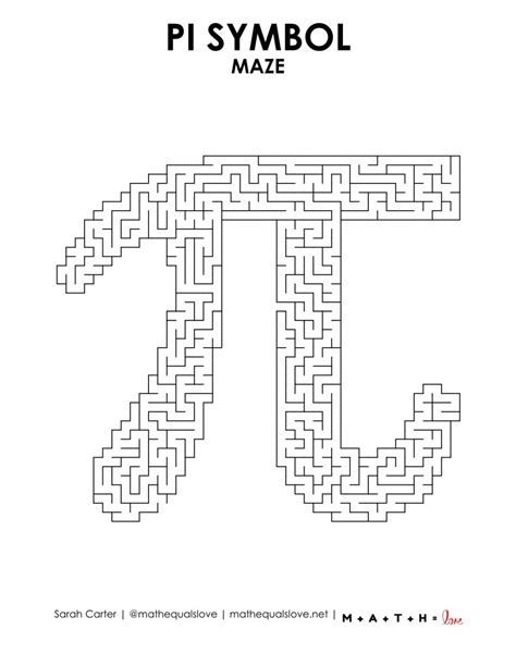 Pi Symbol Maze For Pi Day Math Love