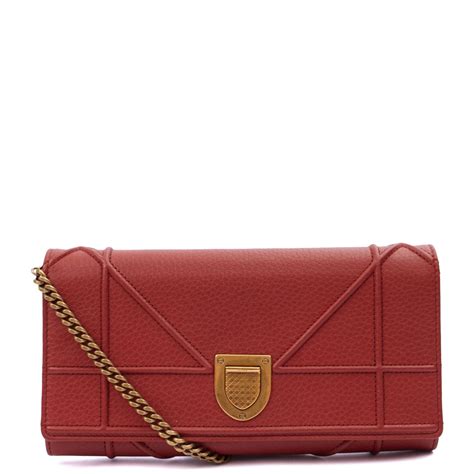 Christian Dior Diorama Woc In Red Leather Dupe Handbags
