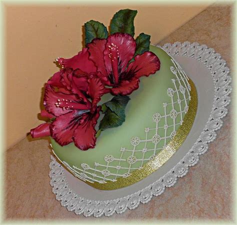 Hibiscus Decorated Cake By Mischell Cakesdecor