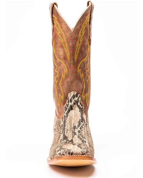 Cody James Mens Exotic Python Western Boots Broad Square Toe Brown