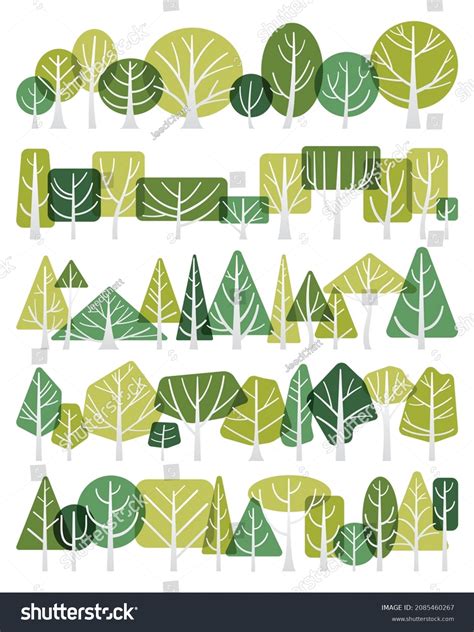 Vector Set Side View Trees Isolated Stock Vector Royalty Free