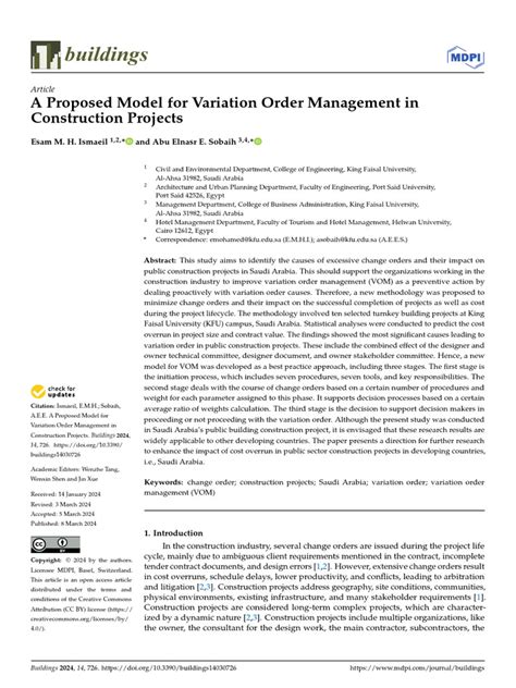 A Proposed Model For Variation Order Management In Pdf Project