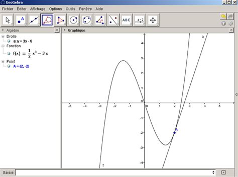 Utiliser GeoGebra pour tracer une courbe et ses tangentes 1ère