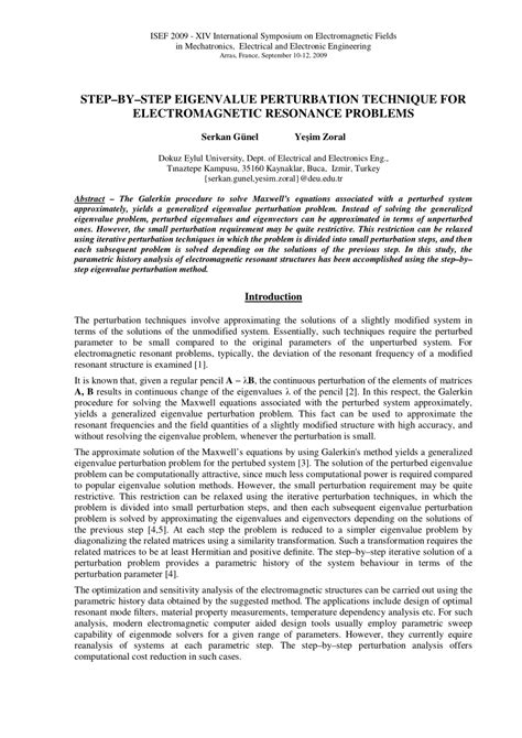 Pdf Stepbystep Eigenvalue Perturbation Technique For
