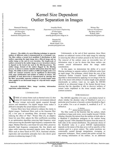 Pdf Kernel Size Dependent Outlier Separation In Images