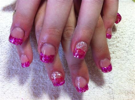 Shades Of Pink Crushed Shell Acrylics Nail Art Acrylic Nails Nails