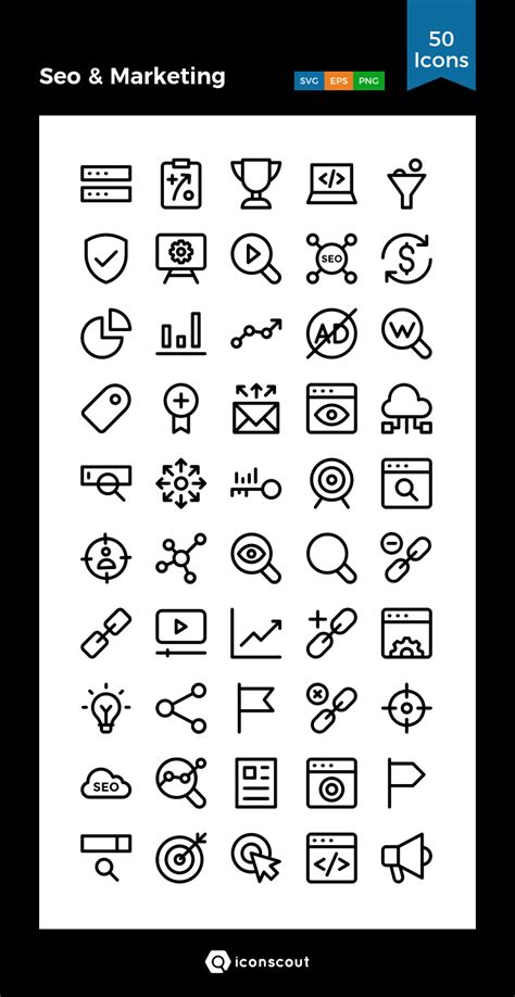 Seo And Marketing Icon Pack 50 Line Icons Marketing Icon 13 March Png