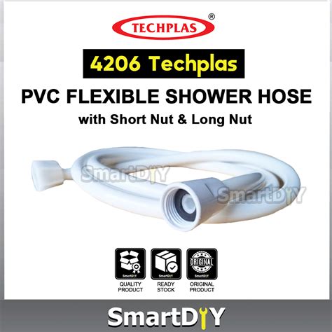 Techplas 4206 Pvc Flexible Shower Hose With Short And Long Nut 1 2 1 5 1