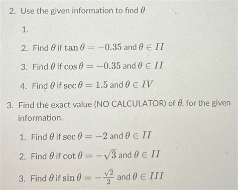 Solved Use The Given Information To Find Find If Chegg