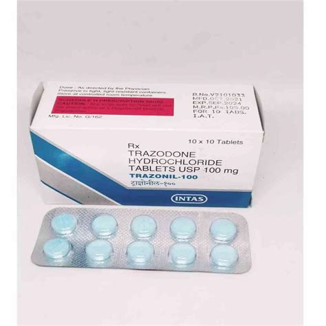 TRAZONIL 100MG TABLET Trazodone Hydrochloride Tablets 10 X 10 Non