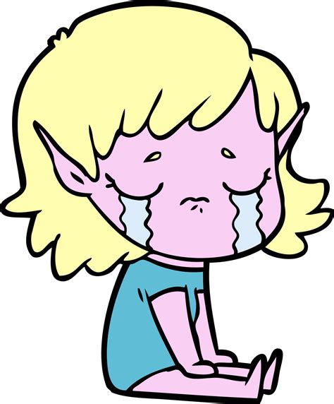 Cartoon Crying Elf Girl 12406393 Vector Art At Vecteezy