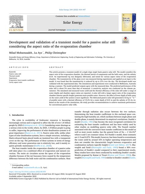 Pdf Development And Validation Of A Transient Model For A Passive