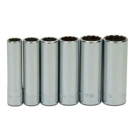 1 4 Inch Drive Fractional Sae Deep 12 Point Socket Set On Clip Rail 6