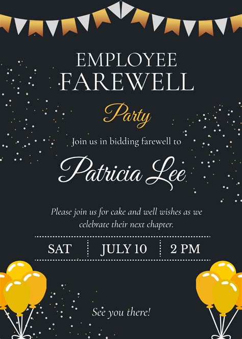 Free Professional Employee Farewell Invitation Template To Edit Online