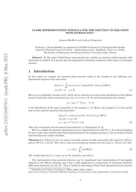 Pdf Clark Representation Formula For The Solution To Equation With