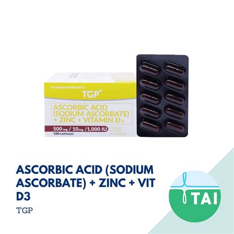 Ascorbic Acid Sodium Ascorbate Zinc Vitamin D3 500mg10mg1000iu 100 Capsule Shopee