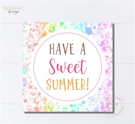 Have A Sweet Summer Tag Printable Gift Summer Favor Tag Last Day Of