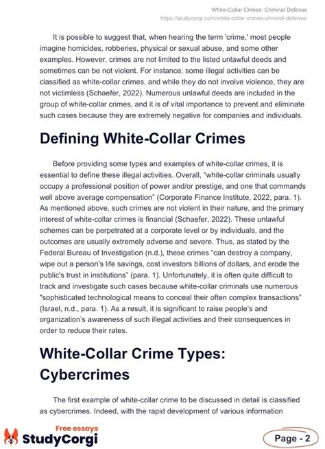White Collar Crimes Criminal Defense Free Essay Example