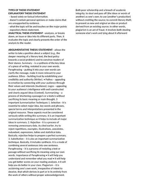 Types Of Thesis Statement Types Of Thesis Statement Explanatory
