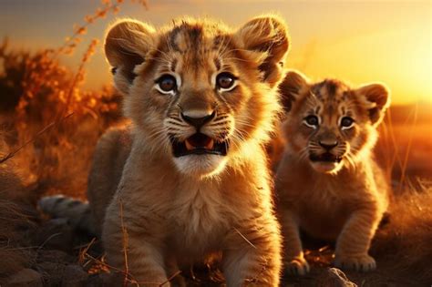Premium Ai Image Playful Cubs Lion Cubs Engaging In Playful Antics A