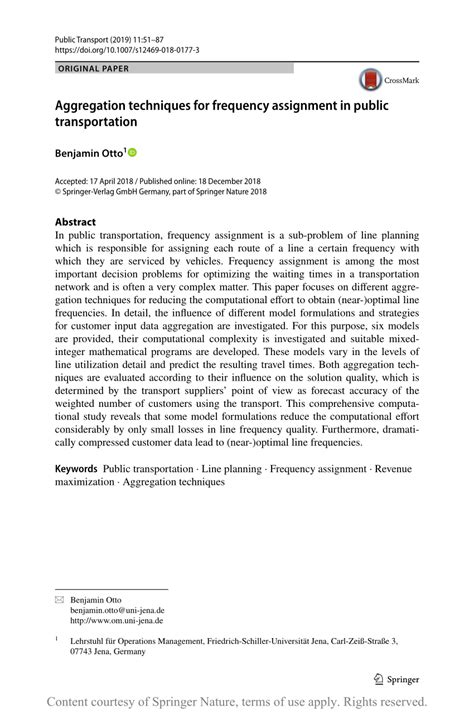 Aggregation Techniques For Frequency Assignment In Public Transportation