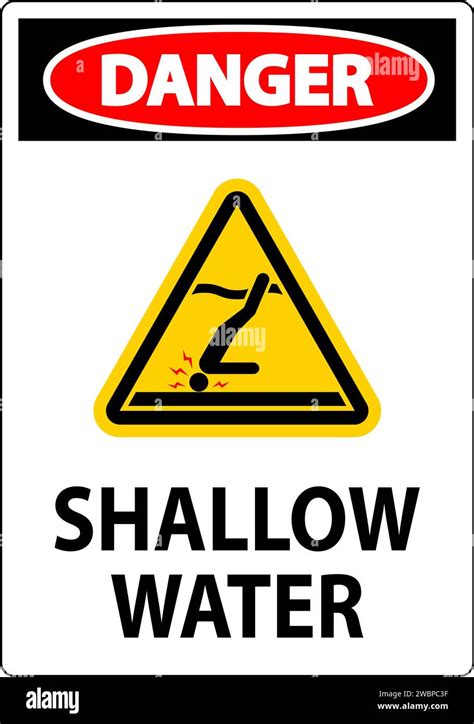 Water Safety Sign Danger Shallow Water Stock Vector Image Art Alamy
