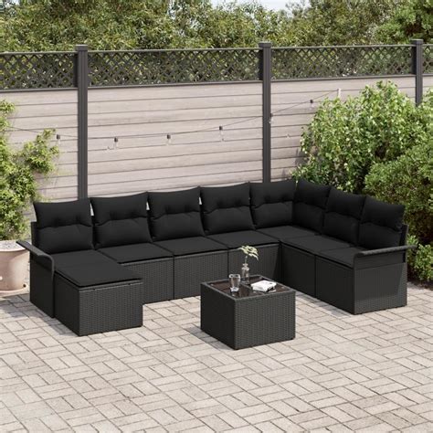 Garden Sofa Set With Cushions Blackbeige Poly Rattan Vidaxl Black