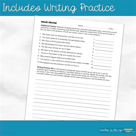 Parallelism Or Parallel Structure Grammar Practice Sentence Worksheets Test Prep