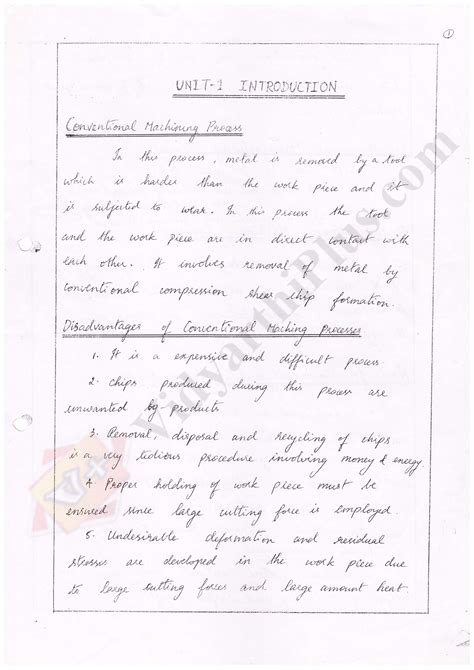 Unconventional Machining Processes Premium Lecture Notes Damodhiran