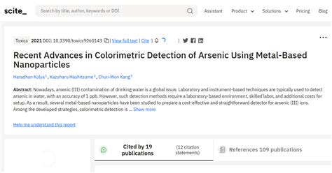Recent Advances In Colorimetric Detection Of Arsenic Using Metal Based Nanoparticles