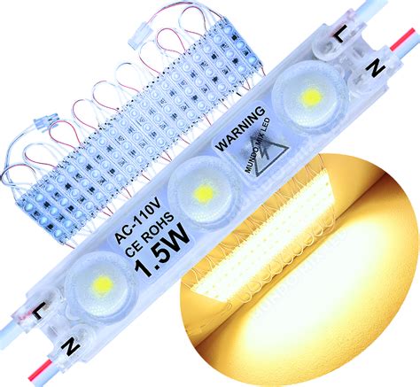 Módulo Led 2835 Ac 110v 1 5w Branco Quente 3000k 3led Ip67 Direto 110v Modulo De Led Para