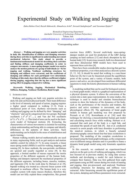 PDF Experimental Study On Walking And Jogging
