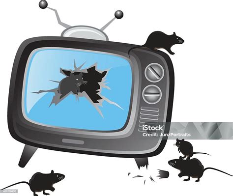 쥐 마우스 또는 마우스 벡터와 복고풍 Tv 깨진 화면 0명에 대한 스톡 벡터 아트 및 기타 이미지 0명 과거 구멍