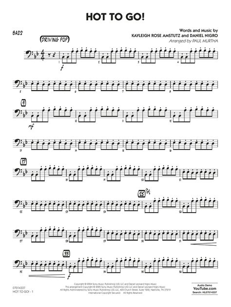 Hot To Go Arr Paul Murtha Bass By Chappell Roan Sheet Music For