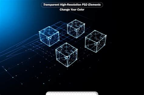 Premium Psd Block Chain Concept Block Cube And Network Connections