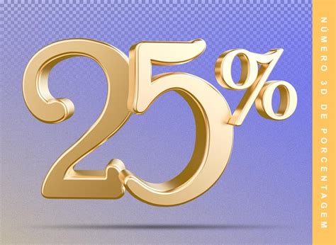 25 número porcentaje 3d oro Archivo PSD Premium