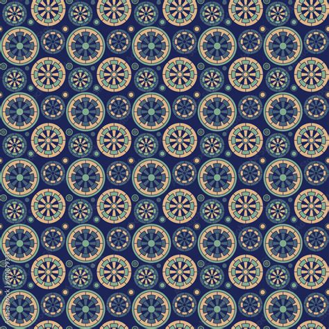 Abstract Trendy Seamless Pattern Rotary Wheel Rotate Round Circle