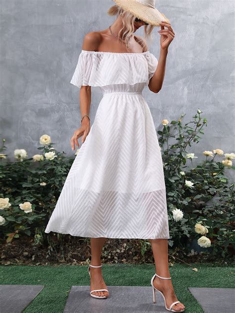 SHEIN VCAY Off Shoulder Ruffle Trim Dress SHEIN USA